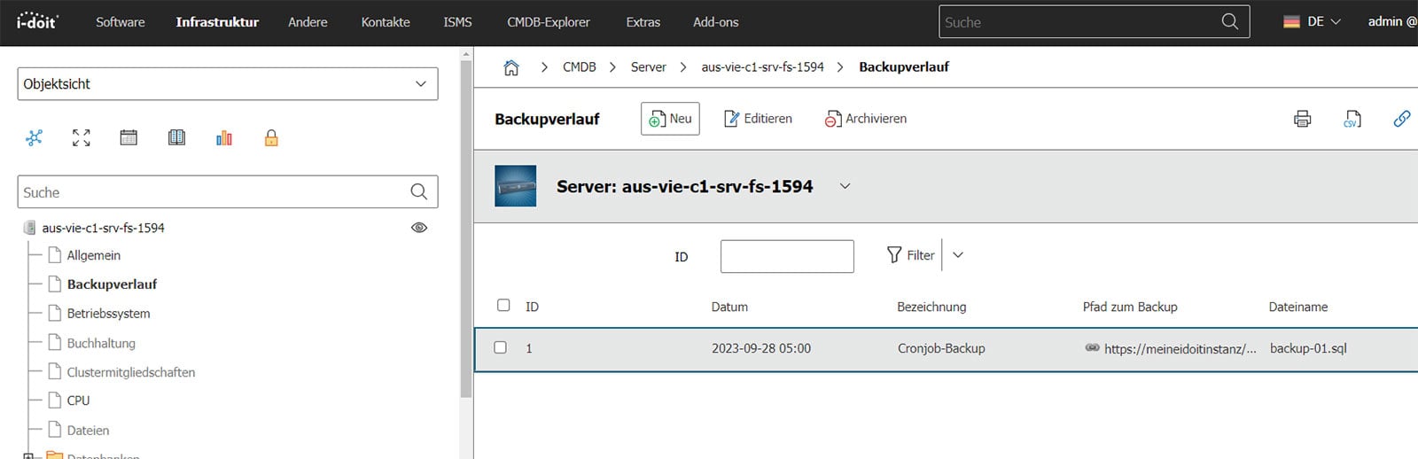 Backups automatisch über die API in der CMDB dokumentieren